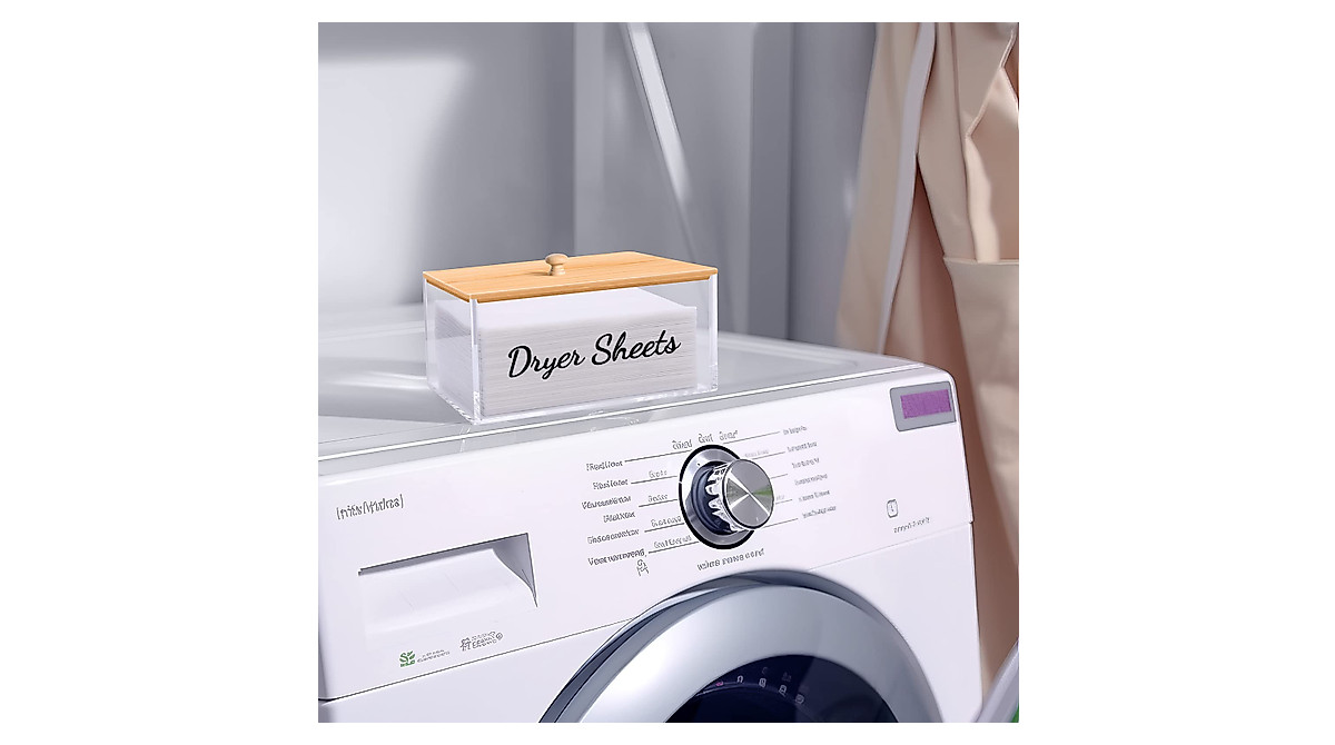 JYPS Acrylic Dryer Sheet Holder with Bamboo Lid