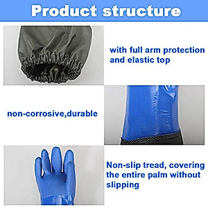 Haiou Long Rubber Gloves Elbow Length Chemical Resistant Gloves with Cotton Lining Waterproof Gloves, 25 inches, Large