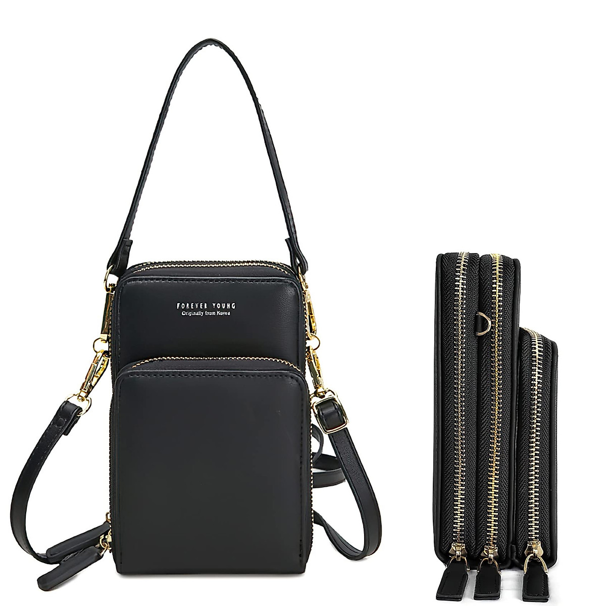 LassZone Women Small Cross Body Phone Bags Cell Phone Wallet Card Hold Purse Shoulder Bags with Two Straps