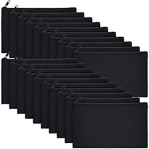 Frienda 50 Pack Canvas Zipper Pouch Bulk Blank DIY Craft Bag canvas makeup bags Multipurpose Pouch Toiletry Tote Bag for Makeup Travel Cosmetic Stationary Storage(Black)