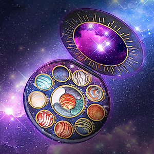 Tintark Galactic Assemble Eyeshadow Palette 14 Colors Glitter Shimmer Metallic Eye Shadow Pallet Brown Blue Galaxy Eye Makeup Palettes Create Space-like Eyes Make up Vegan & Talc Free