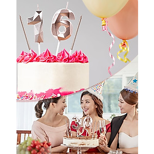 Rose Gold Birthday Candles Number 60 Candle with 6pcs Long Birthday Candles, Birthday Candles for Cake,60th Birthday Party Decorations Women Men Cake Topper Wedding Anniversary Celebration Supplies