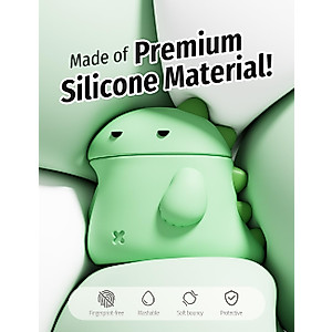 ELETIUO Case Compatible with Apple Airpods 1st&2nd Generation, Unique Soft Silicone Skin Charging Case Cartoon Cute Dinosaur Design Protective Cover for Girls Kids and Women Men,Green