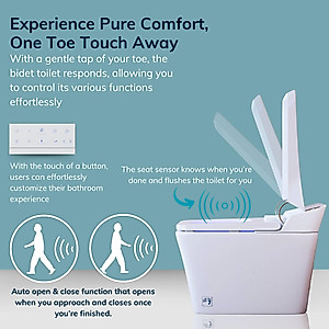 Trone Tahum Bidet Toilet Tankless Toilet with Heated Seat SyphonAssist Flush and Advanced Toe Touch Technology Smart Toilet for Bathroom