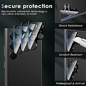 [2+2Pack]Asstar Privacy Screen Protector for Samsung Galaxy S23 Ultra,2 Pack 9H Tempered Glass Screen Protector With 2 Pack Camera Lens Protector,Anti-Scratch Case Friendly 【Don’t Support Fingerprint Unlock】