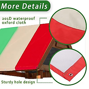 210D Oxford Cloth Swing Set Canopy Outdoor Roof Cover Waterproof Replacement for Backyard,Kids Playground and Other Outdoor Activities 52" x 89" (Green red Beige)