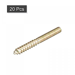 uxcell M5x50mm Hanger Bolts, 20pcs Double Ended Thread Dowel Screws for Wood Furniture