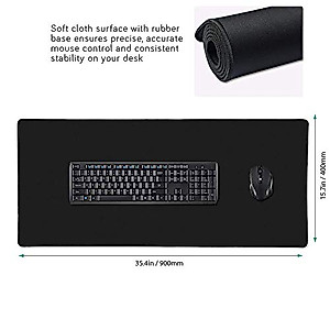 YEBMoo Extra Large Gaming Mouse Pads/Extended Protective Office Desk Mouse Mat Non-Slip Professional Precision Tracking Surface (35.4" x 15.7") for PC Computer Laptop (90x40Black001)