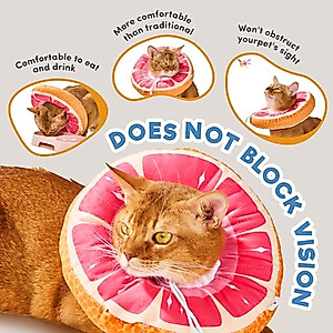 Cat Cone, Adjustable Cat Recovery Collar, Extra Soft Cat E Collar with Drawstrings, Prevent Licking and Scratching (Grapefruit, Medium)