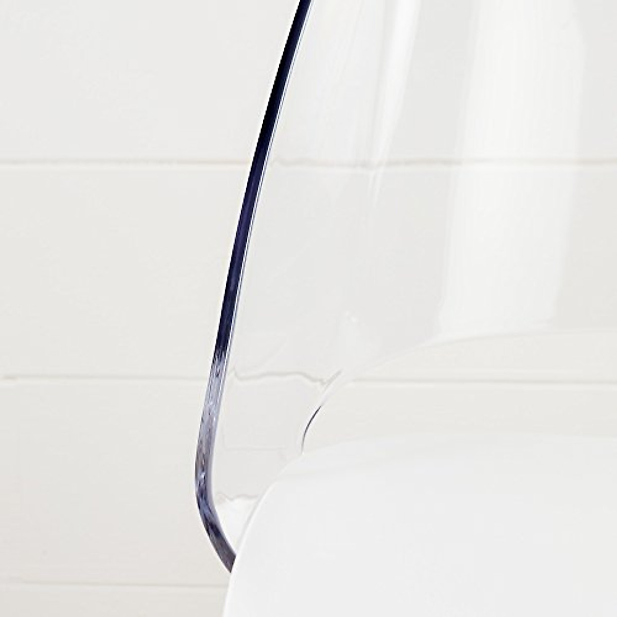 South Shore Annexe Mid-Century Modern Eiffel Office Chair, Wooden Legs, Clear and White 19.5D x 16.25W x 32.5H in