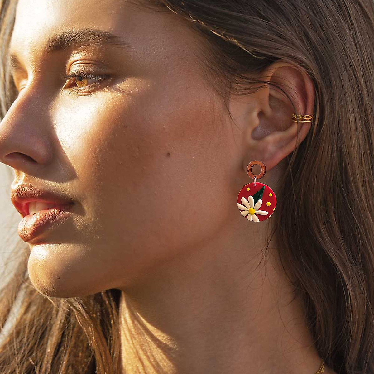 DoreenBeads 30Pcs Natural Wooden Stud Earrings Posts with Loop for Jewelry Making- Ring Shaped Wood Earring Posts with Ear Backs for Women DIY Earring Making Personalized Jewelry Findings