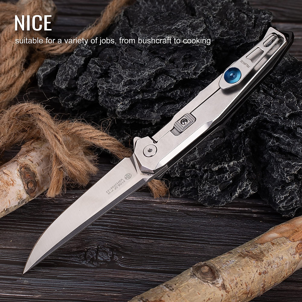 Tactical Folding Pocket Knife for men,14C28N Stainless Steel Blade,Frame Lock,G10 Handle,EDC Small Camping Knives Belt Clip Carry,Lightweight Survival Hunting Flipper Microtech Elemental Bushcraft Hiking Sharp Gear Tool Father Dad Gifts Ruike p108