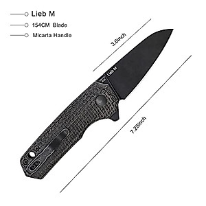 Kizer Lieb M Folding Pocket Knife 3 Inches 154CM Blade Black Micarta Handle EDC Knife Outdoor Tools V3541C2