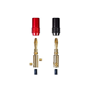 Monoprice 10 Pair Affinity Series 24k Gold Speaker Banana Plug,Black/Red