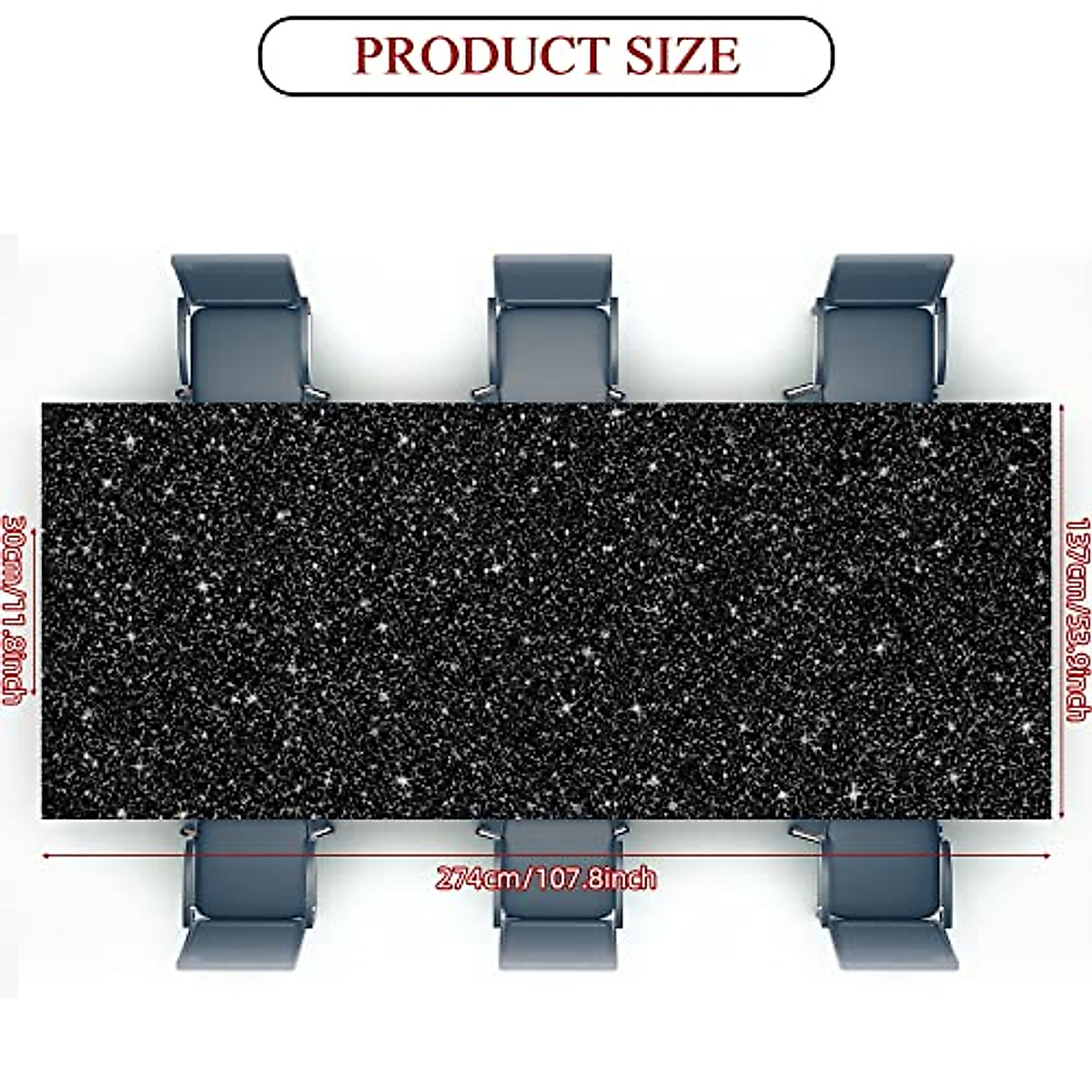 3 Pcs Black Sequin Glitter Tablecloth 54 x 108 Inch Sparkly Shimmer Shiny Waterproof Rectangle Table Cover for Wedding Birthday Graduation Decorations