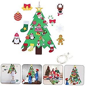 Toyvian Felt Christmas Tree Blush Set Lip Gloss Set Bling Decor Felt Xmas Tree Toddler Ornament Childrens Nativity Set for Kids Christmas Wall Hanging Xmas Decorations 3D DIY Felt Ornament