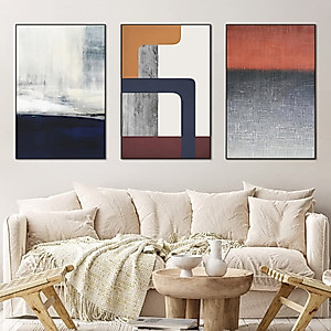 Wall Art, Boho Oil Painting Photo Modern Posters Prints Ready to Decorate Hanging Living Room Bedroom Bathroom Office Home Wall Decor (Abstract oil painting, 16" X 24" X 3 pieces)