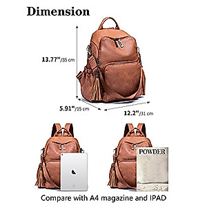 Roulens Women's Fashion Backpack Purse PU Leather Anti-theft Large Travel Shoulder Bag Ladies Shoulder Fashion Bags