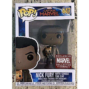 FUNKO POP! Captain Marvel NICK FURY with GOOSE THE CAT - EXCLUSIVE - COLLECTOR CORPS