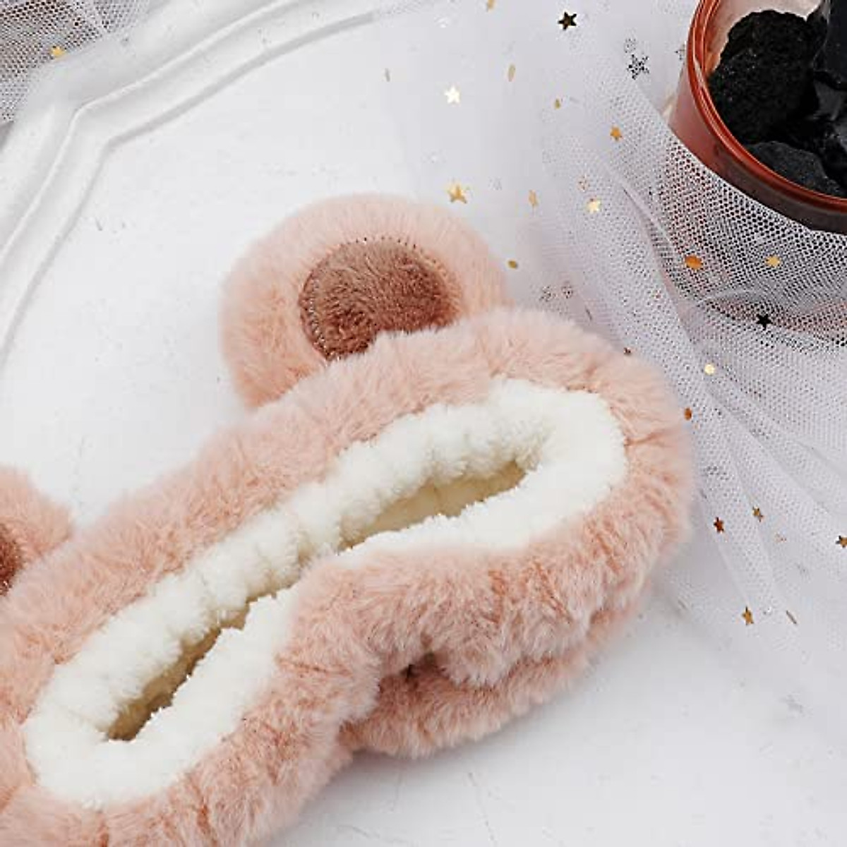 Hofar Hairband, 8 Count Bear-Brown Coral Fleece Hair Accessories with Cute Bear Ears, Practical Headband for Face Makeup, Costume Parties, Women, Girls, Unisex, Adult