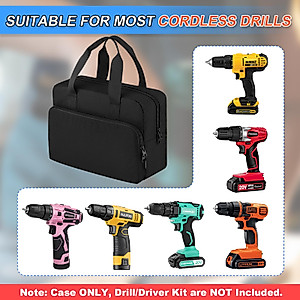 Homakover Carrying Case Compatible for BLACK+DECKER LDX120C/ LD120VA MAX Cordless Drill/Driver, Travel Case for Cordless Drill/Driver Bits and Accessories, Fit for Most Standard Drills, Black