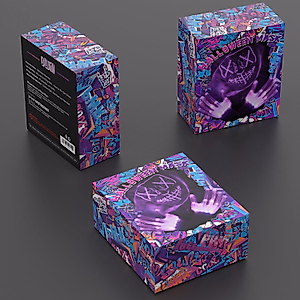 OWill Halloween Mask Set,LED Purge Mask with Gloves,3 Modes Light Up Creepy Mask,Halloween Costumes Cool Mask for Men Women Kids（Purple）