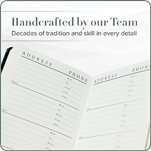 Gallery Leather Small Address Book with Alphabetical Tabs up to 403 Records, Leather Notebook Hardcover, Telephone and Address Books - 6 x 3.25 ", Key West Turquoise