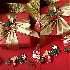 Boao Christmas Wood Clips Christmas Tree Photo Clips Elk Gloves Snowflake Clothespins DIY Photo Pegs for Home School Art Craft Decor (120 Pieces)