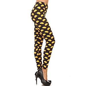 Leggings Depot High Waisted Camouflage & Multiple Print Leggings for Women-Full Length-S502, Taco Mia, One Size