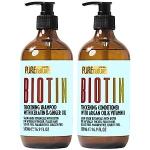 Biotin Shampoo and Conditioner Set - Volume Boosting Formula for Men and Women to Help Thinning Hair - Sulfate and Paraben Free with Thickening Properties - Volumizing Products to Improve Fullness