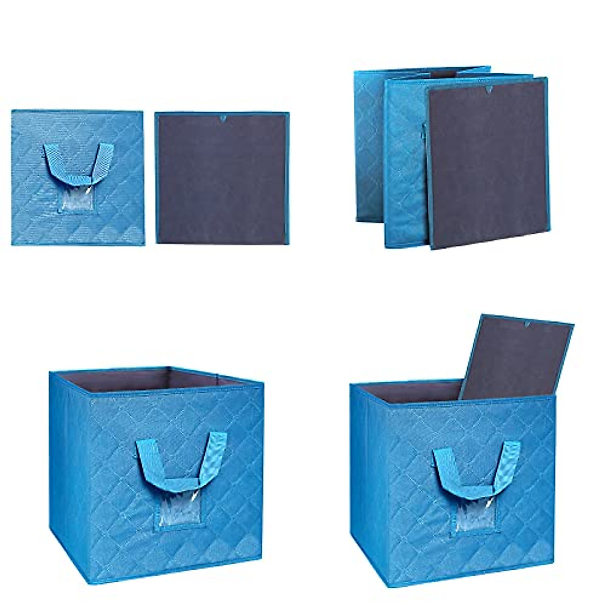 Cloth Storage Bins With Handles, LSNDEE Large Storage Box Organizer, Foldable Fabric Storage Cubes, Closet Organizers For Home And Office, 11.8 "X 11.8" X 11.8 ", 3 Pack