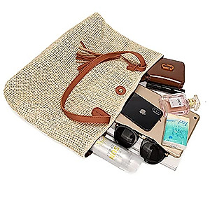 Felice Ann Women Large Tassels Straw Woven Shoulder Bag Beach Handbag Top-handbag Bag Purse Large Brown