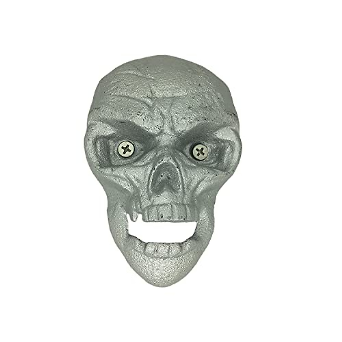 SKull Bottle Opener, Cast Iron Wall Mount Grizzly Black SKull Teeth Bite Bottle Opener By SWONVI (Sliver Skull)