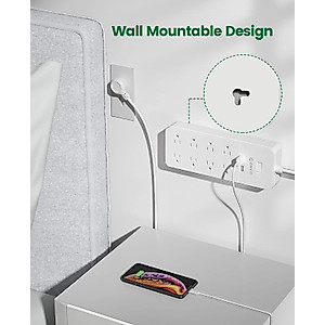 Power Strip Surge Protector, ORICO 25FT Extension Cord with USB Ports, 8 Outlet & 2 USB Flat Plug Power Strip, 15A Circuit Breaker(1850W/15A), Wall Mount for Home, Office, Hotel, ETL Listed-White