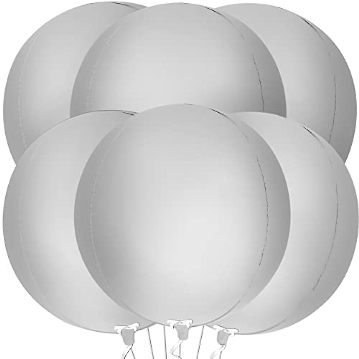 Huge, Metallic White Mylar Balloons - 22 Inch, Pack of 6 | White 4d Balloons | White Foil Balloons Decorations | White Large Balloons for Wedding, Birthday, Engagement, Halloween Party Decorations