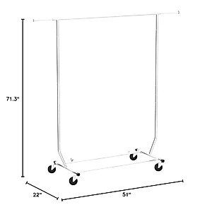 Whitmor Adjustable Rolling Garment Rack Collapsible Chrome