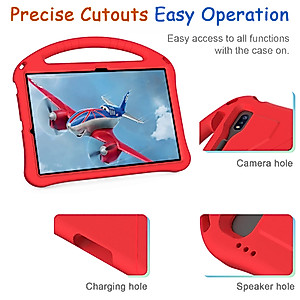 Kids Case for Samsung Galaxy Tab S7 FE/S7+/S8+/S9+/S9 FE+ 12.4", Techcircle Light Weight Shock Proof EVA Foam Handle Rugged Stand Protective Case for Galaxy Tab S9 FE+ 2023/S8 Plus 2022/S7+, Red