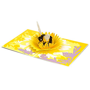 Ribbli Bee & Flower Handmade 3D Pop Up Card,Greeting Card,Mothers Day Card,Thank You Card,Bumble Bee Card,Floral Card,For Birthday,Anniversary,Congratulations,All Occasion,with Envelope