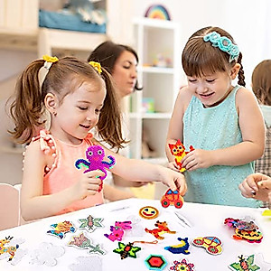 20 Pieces 5mm Fuse Beads Pegboards Clear Plastic Pegboards Craft Tray with 20 Pieces Colorful Cards, 4 Pieces White Beads Tweezers, 10 Keychains, 10 Hang Ropes, 20 Hang Circle for Kids DIY Craft Beads