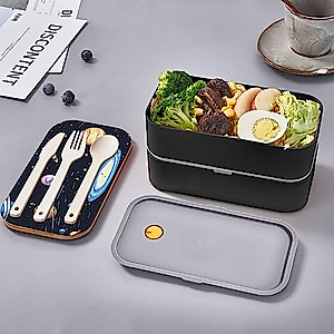 The Solar Family Adult Lunch Box, Bento Box, With Cutlery Set Of 3, 2 Compartments, Rectangular, Lunch Box For Adults