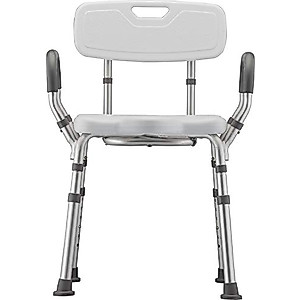 NOVA Medical Products Shower & Bath Chair with Back & Arms & Hygienic Design, White, 1 Count