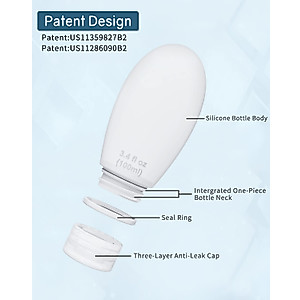 Silicone Travel Bottles for Toiletries TSA Approved Travel Size Containers Set 4 Pack Portable Leak Proof Refillable Cosmetic Squeeze Bottles Shampoo Hair Conditioner Body Lotion Bath Shower Gel