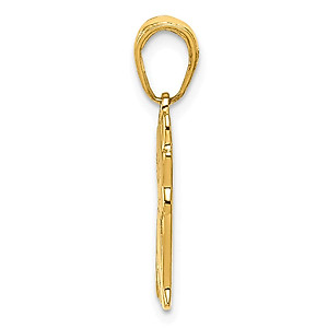 Solid 14k Yellow Gold Sitting Cat Pendant Charm - 21mm x 10mm