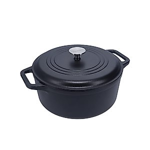 Victoria 7-Quart Cast Iron Dutch Oven with Lid and Dual Loop Handles, Seasoned with Flaxseed Oil, Made in Colombia, Black