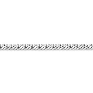 Solid 14k White Gold 3.2mm Beveled Curb Cuban Chain Necklace - with Secure Lobster Lock Clasp 20"