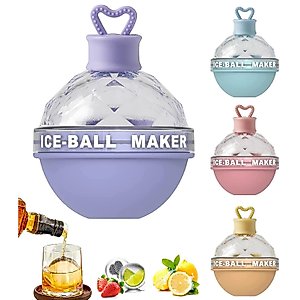 Ice Ball Molds with Lids 4 Pack, Silicone Ice Cube Molds, Candy Color Ice Spheres Ice Ball Maker Mold for Whiskey and Cocktail, Easy-Release Ice Cube Tray for Freezer