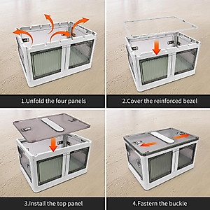 serapy Large Plastic Storage Bins with Lids, 43 Gal Foldable Storage Box with Strong Load Bear, Stackable Storage Containers with 5 Doors Open and Wheels,Storage Organizer For Home Organized