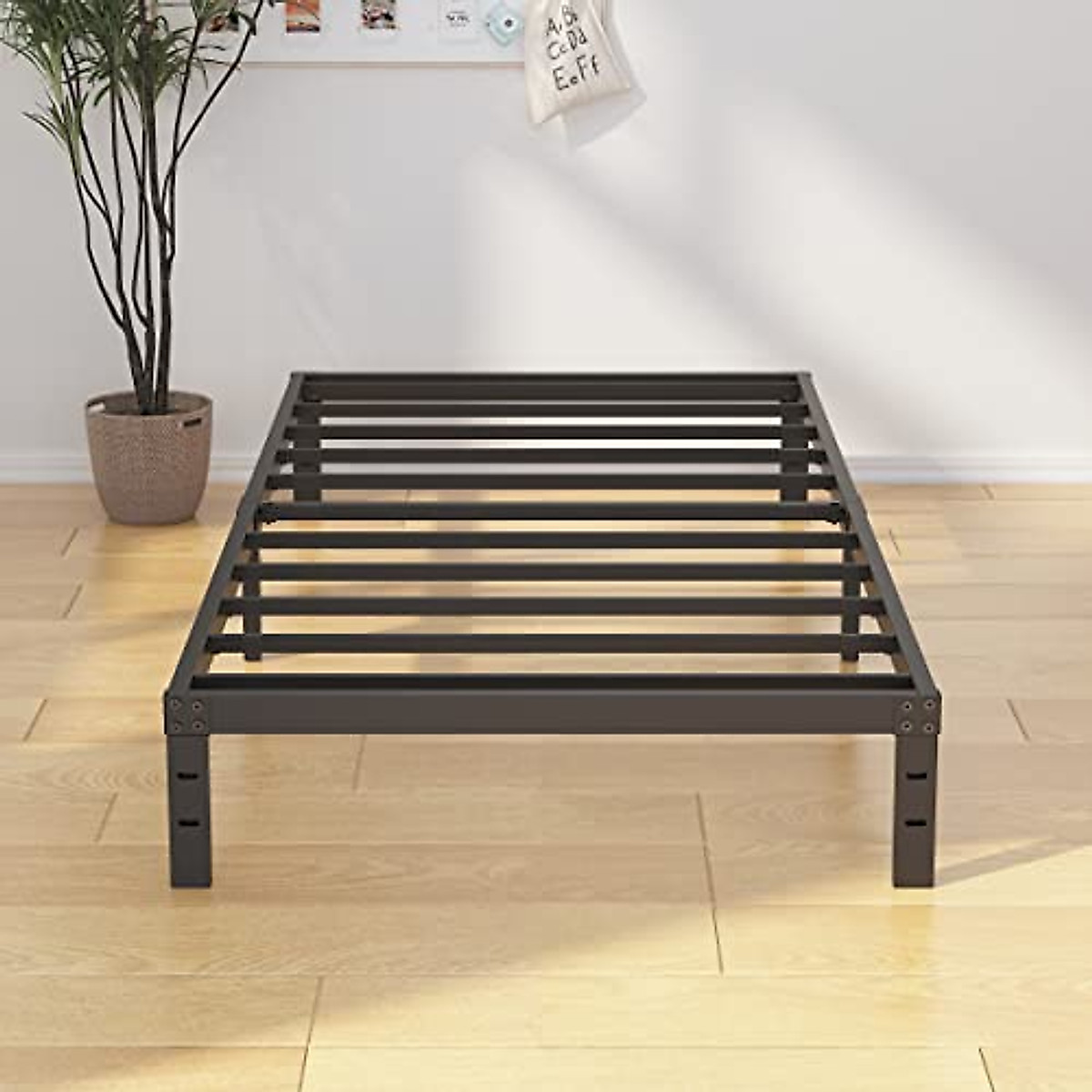 EMODA 10 Inch Twin Bed Frames No Box Spring Needed, Heavy Duty Metal Twin Platform Bed Frame, Noise Free, Easy Assembly, Black