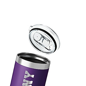 Personalized Soccer Ball Tumbler with Lid Laser Engraved on Purple 22 oz Stainless Steel Insulated Cup Birthday Gift for Men, Women, Sports Lover