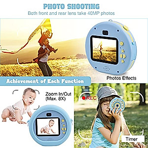 Kids Camera for Girls and Boys, Hacevida Kids Digital Camera with 1080P HD Dual Lens 8X Zoom 32GB TF Card, Toddler Camera Best Christmas Birthday Gifts for Toddler Kids 3 Years Old and Up